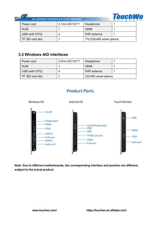 Touchwo 10.1inch-e pcap touch screen all in one v1.0 td101 e | PDF