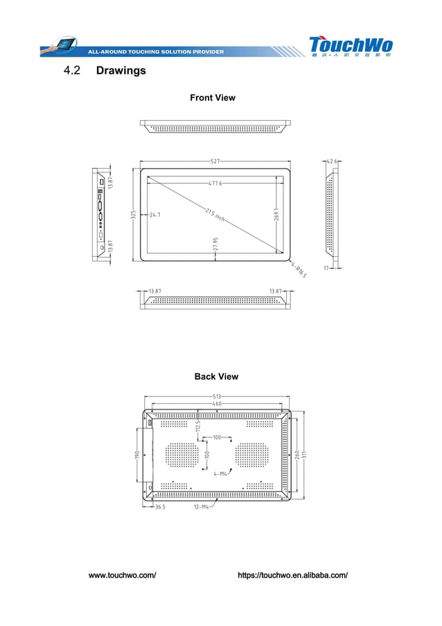 Touchwo 21.5inch-a pcap touch screen all in one v2.0 td215 a | PDF