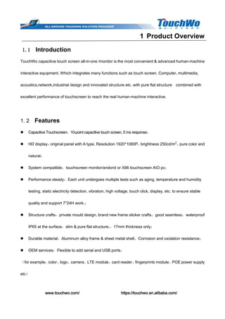 Touchwo 21.5inch-a pcap touch screen all in one v2.0 td215 a | PDF