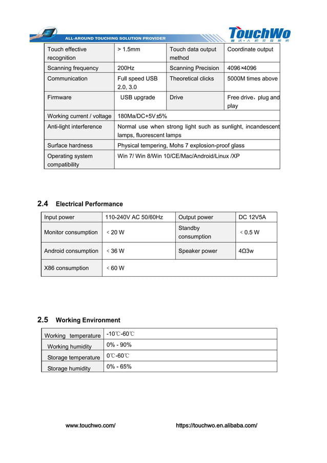 Touchwo 21.5inch-a pcap touch screen all in one v2.0 td215 a | PDF