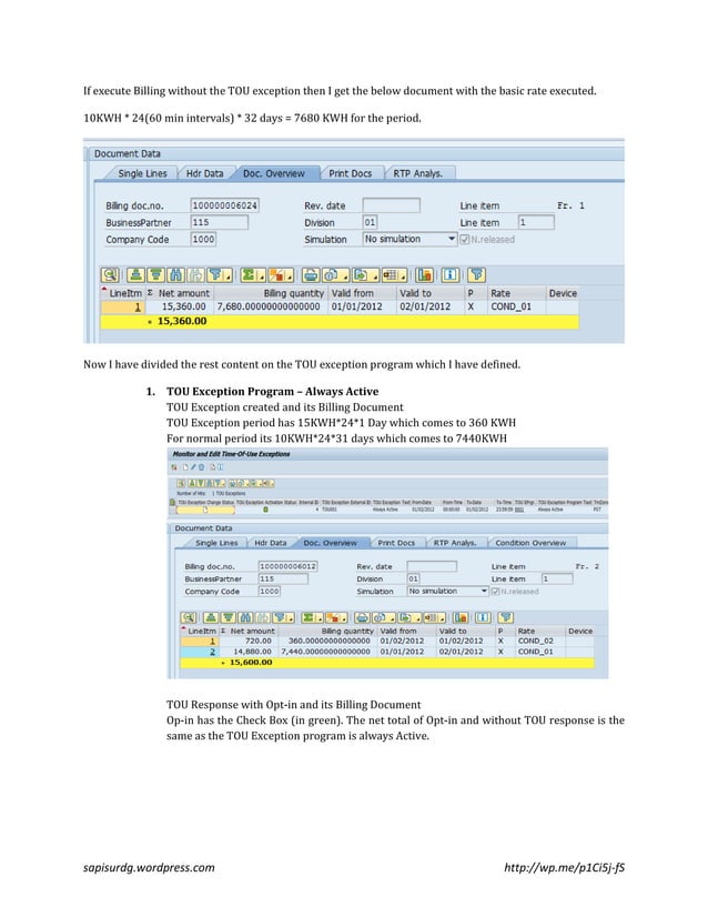SAP ISU : TOU Exception Program & Conditional Billing | PDF | Home Utilities | Personal Finance