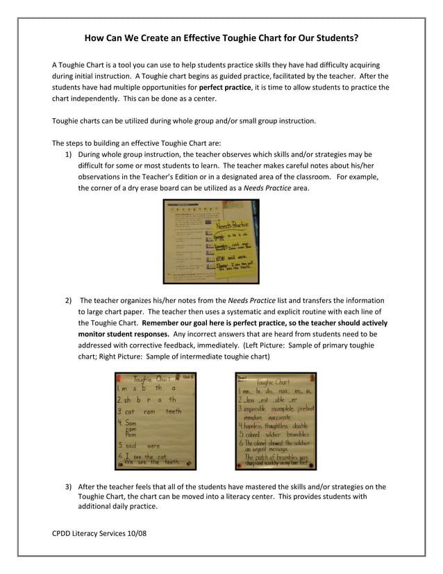 Toughie charts viewing guide and procedure | DOCX