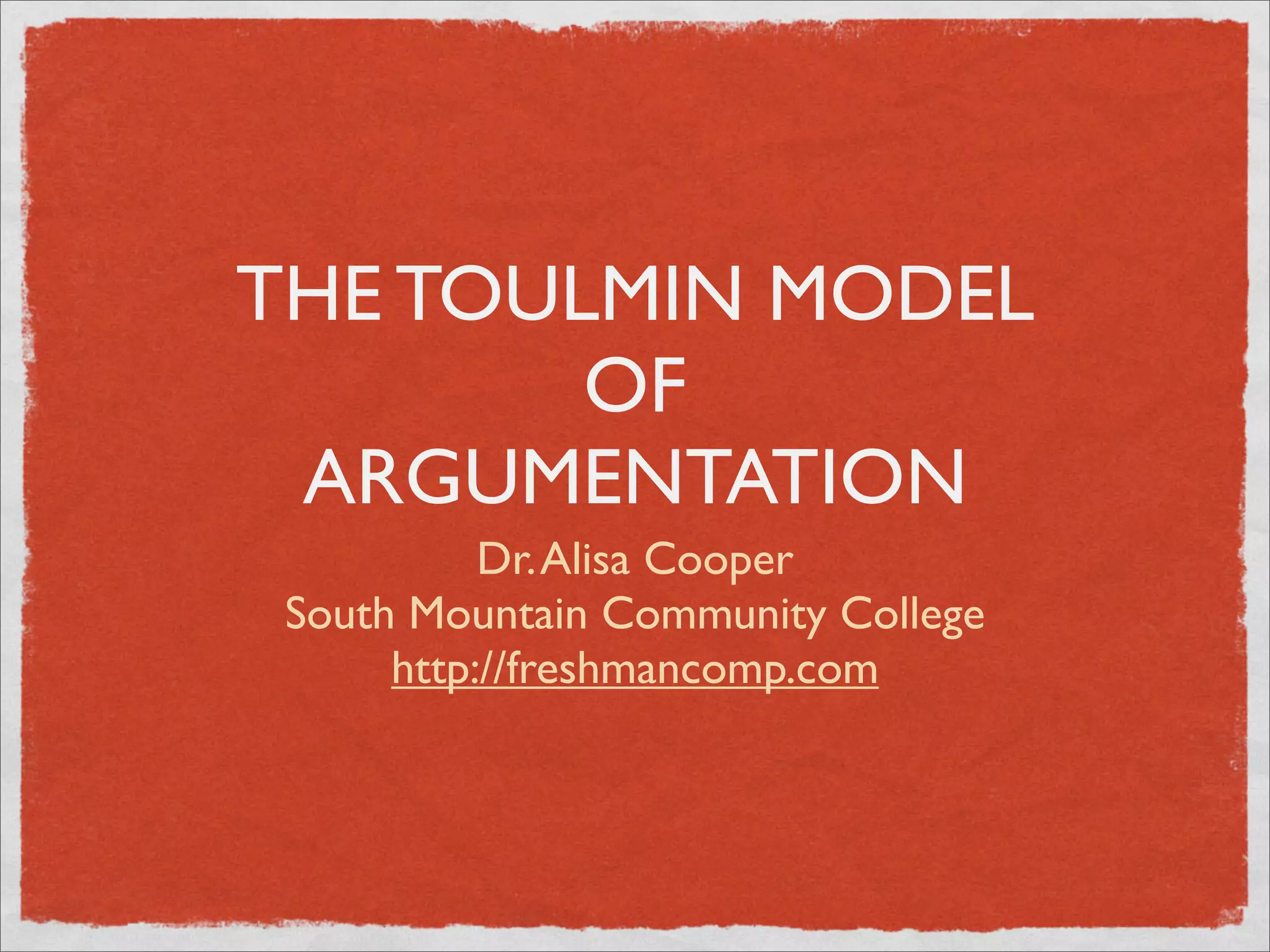 Toulmin Model Of Argumentation Pdf