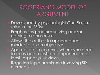 Toulmin and Rogerian Models of Argument | PPT