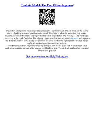 Toulmin Model Essay | PDF