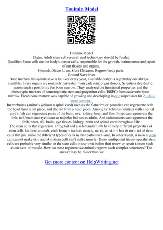 Toulmin Model Essay | PDF