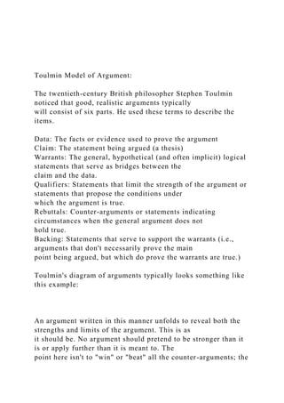 Toulmin Model of Argument The twentieth-century British .docx