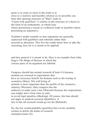 Toulmin Model of Argument The twentieth-century British .docx