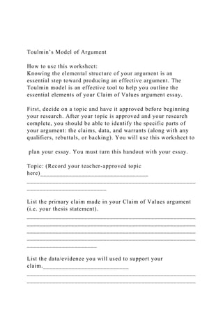 Toulmin’s Model of ArgumentHow to use this worksheetKnowi.docx