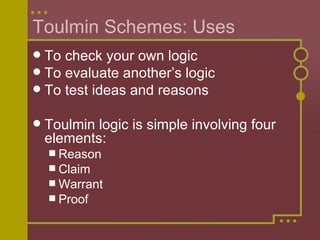 Toulmin and Rogerian Arguments | PPT