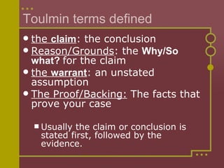 Toulmin and Rogerian Arguments | PPT
