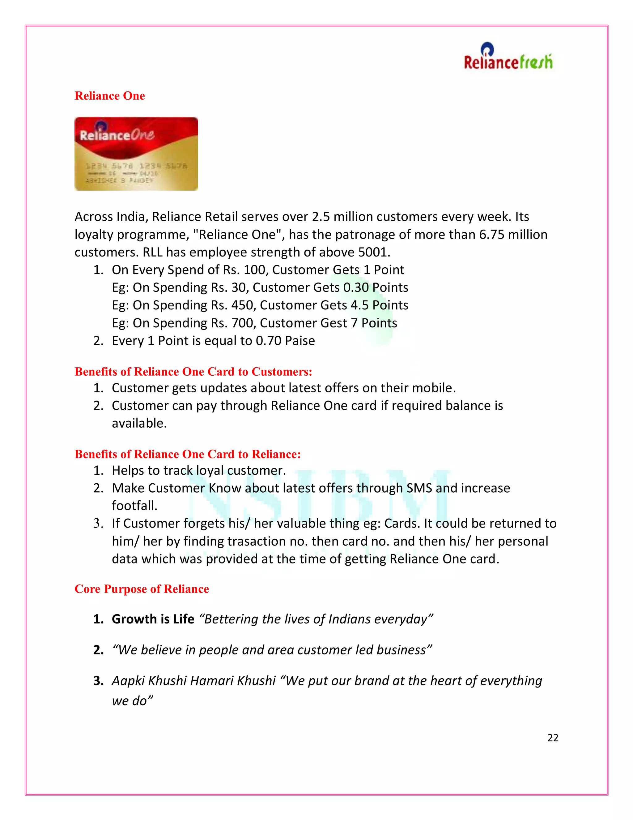 To understand customer satisfaction at reliance fresh | PDF