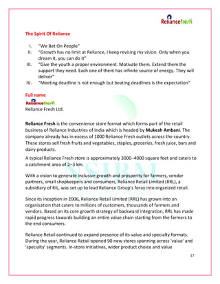 To understand customer satisfaction at reliance fresh | PDF