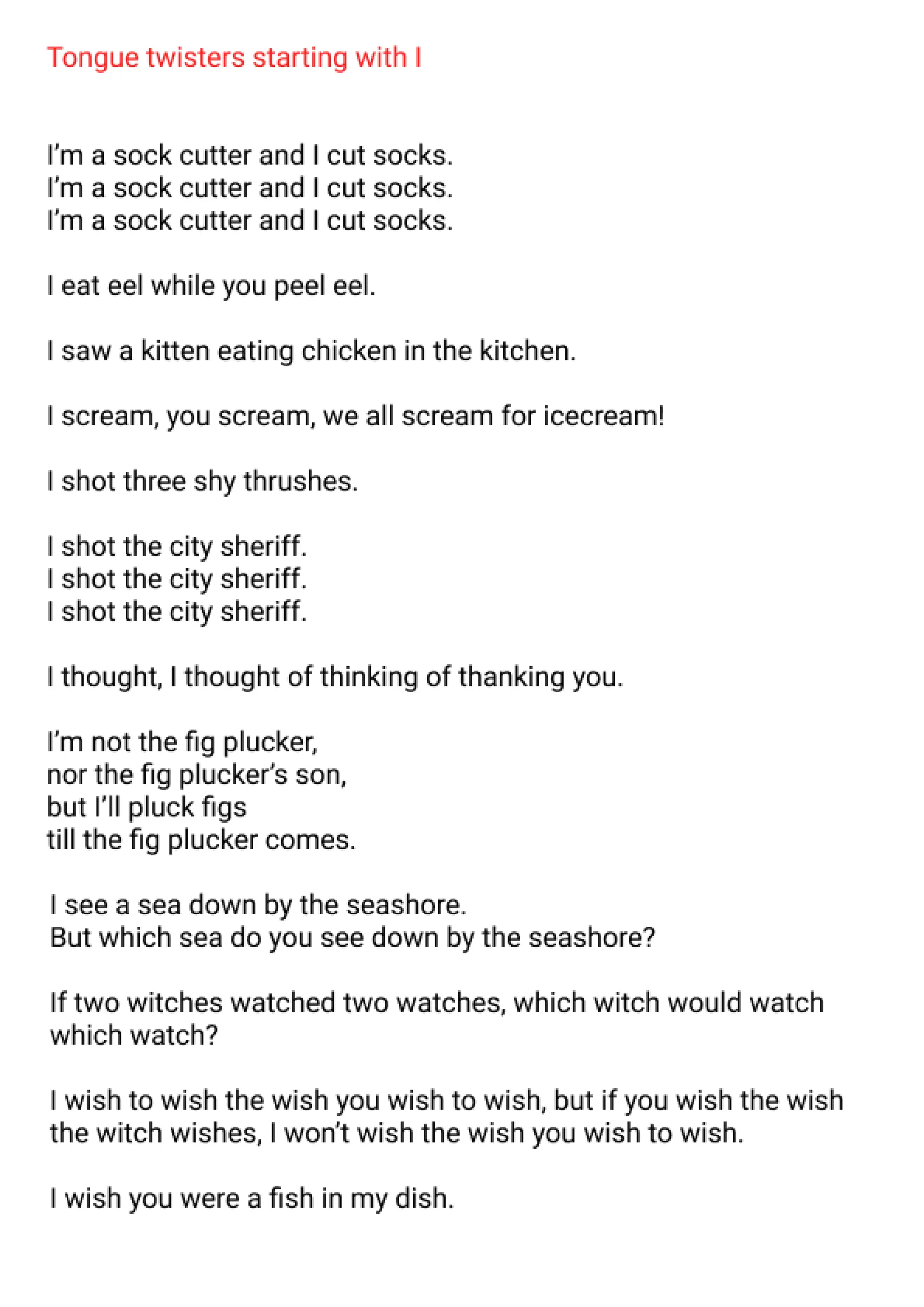 Tongue twisters series to make your jaws flexible | PDF | Free Download