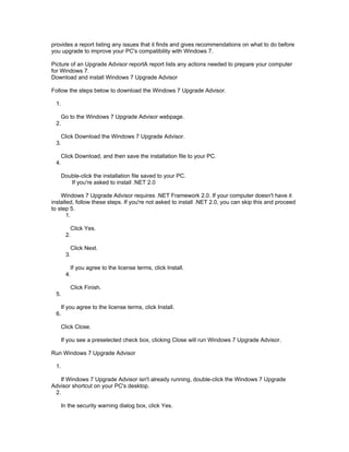 To upgrade your pc from windows xp to windows 7.rtf