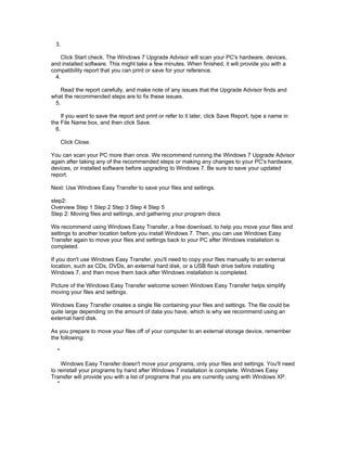 To upgrade your pc from windows xp to windows 7.rtf