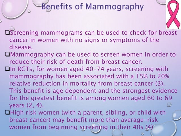 Breast cancer screening guidlines for mammography | PPT