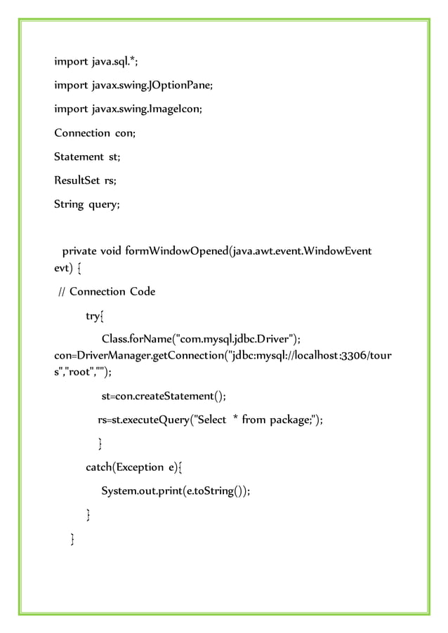 Informatics Practices Project on Tour and travels | DOCX | Programming Languages | Computing