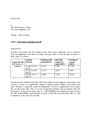 Tour bill report | DOCX