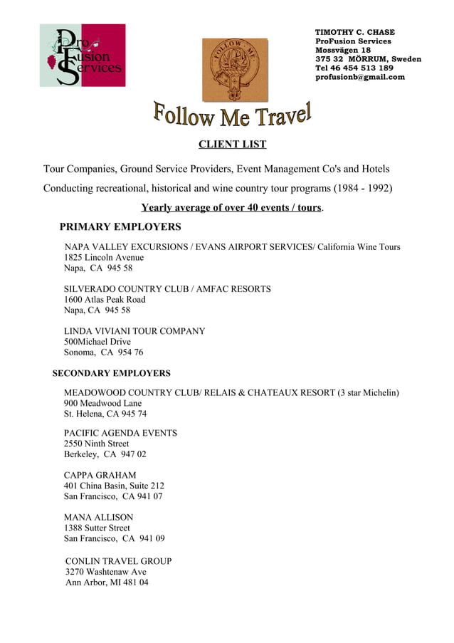 Tour client list 16 | DOC