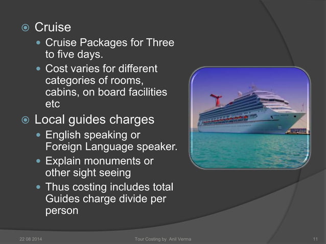 Tour costing | PPTX | Budget Travel | Travel Type