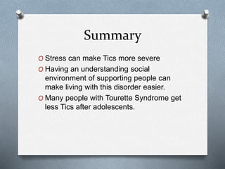 Tourette Syndrome and other Tic Disorders | PPT
