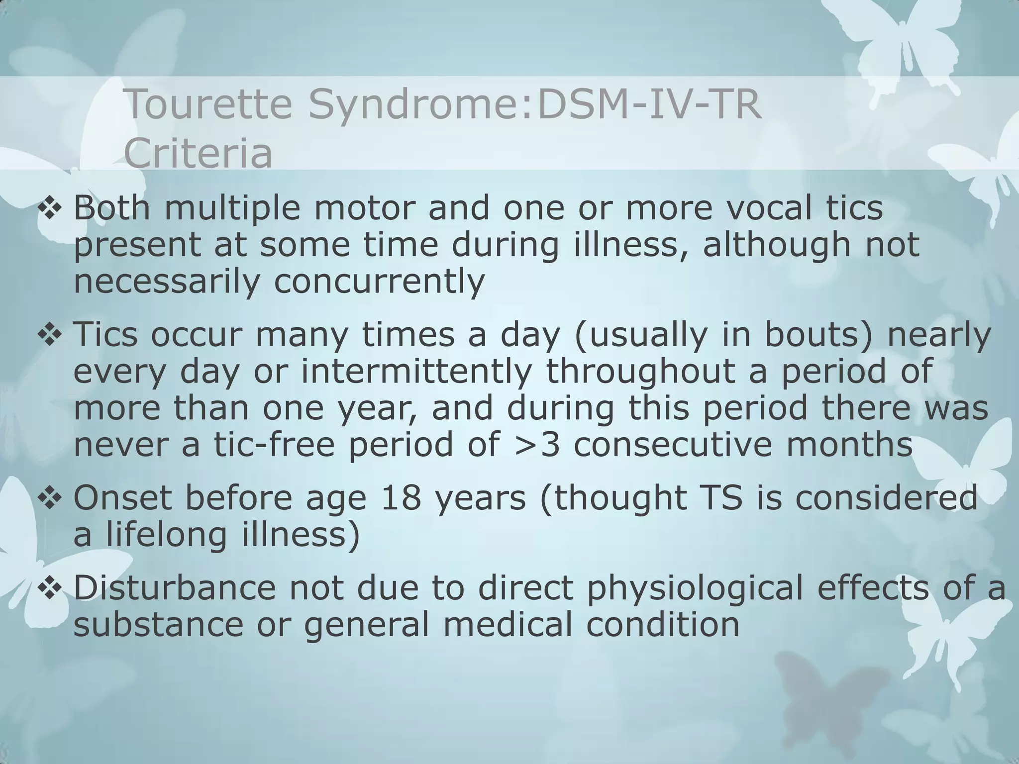 Tourette syndrome presentation psychopathology a | PPTX