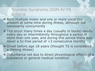 Tourette syndrome presentation psychopathology a | PPTX | Brain and ...