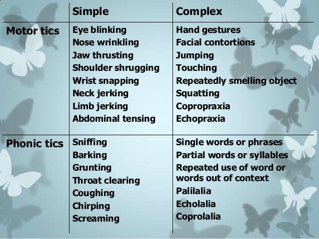 Tourette syndrome presentation psychopathology a