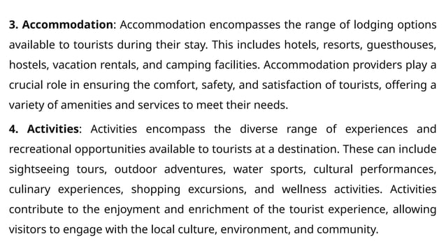 component of tourism in detail explanation | PPTX