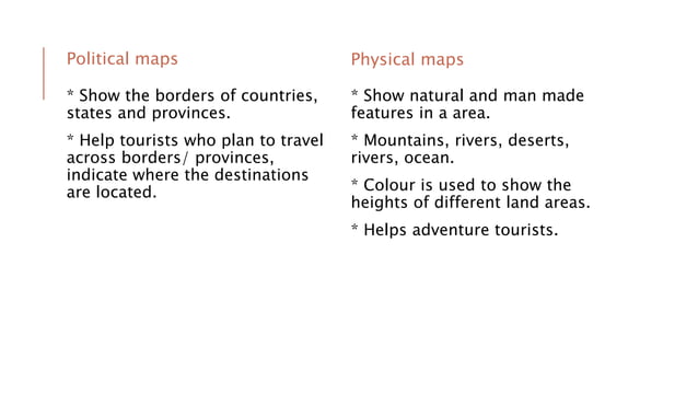 Tourism -Map terminology and map symbols.pptx | Travel Preparation and ...