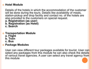 Tourism and travelling management System | PPTX