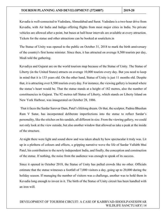 DEVELOPMENT OF TOURISM CIRCUIT: A CASE OF KABIRVADSTATUE OF UNITY ...