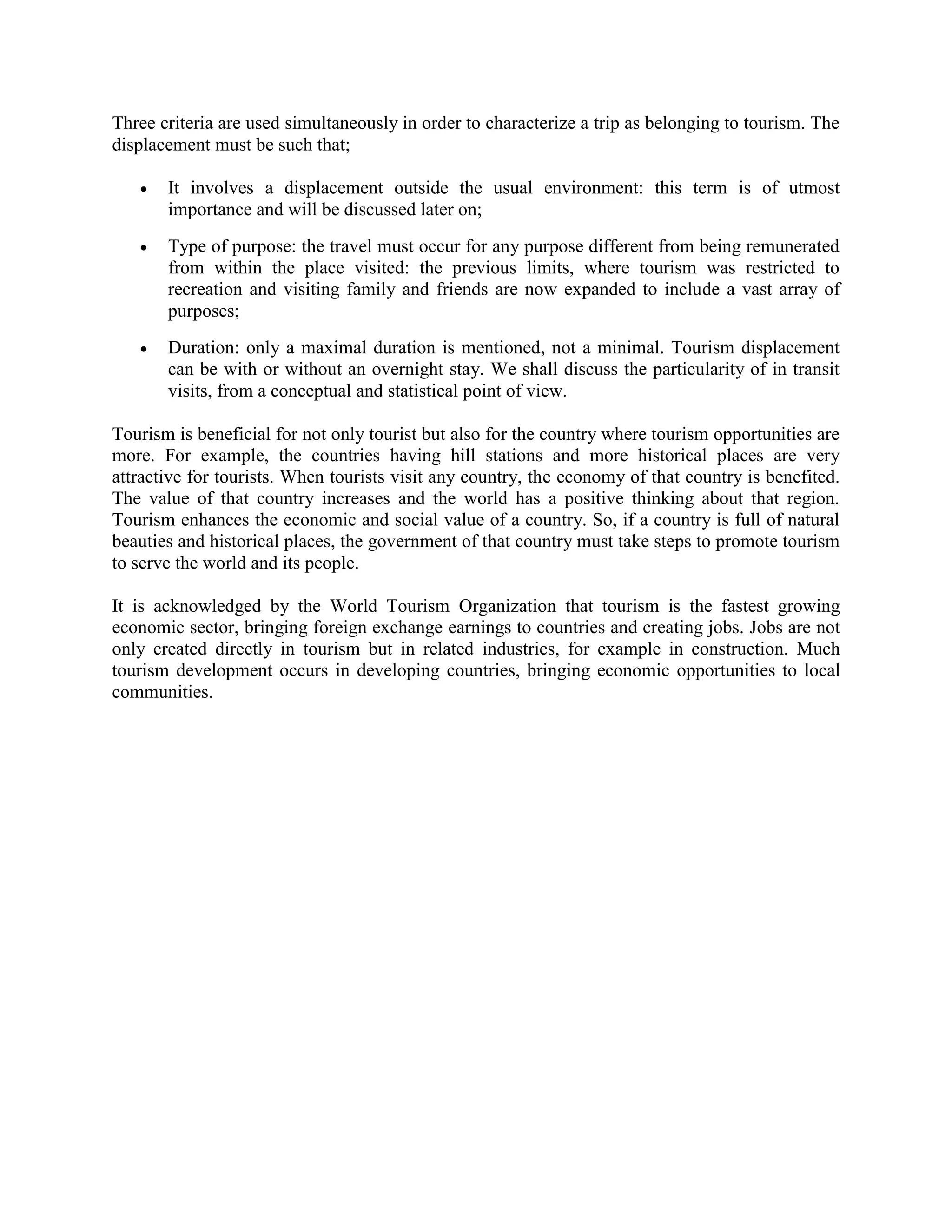 Basic Concept of Tourism | PDF