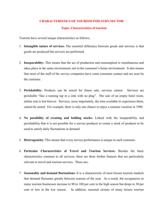 Basic Concept of Tourism | PDF