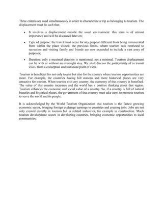 Basic Concept of Tourism | PDF