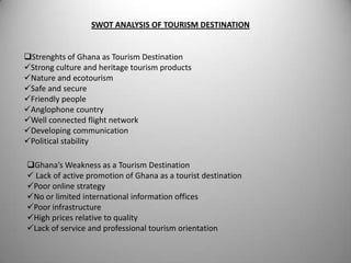 Tourism destination development in ghana | PPTX