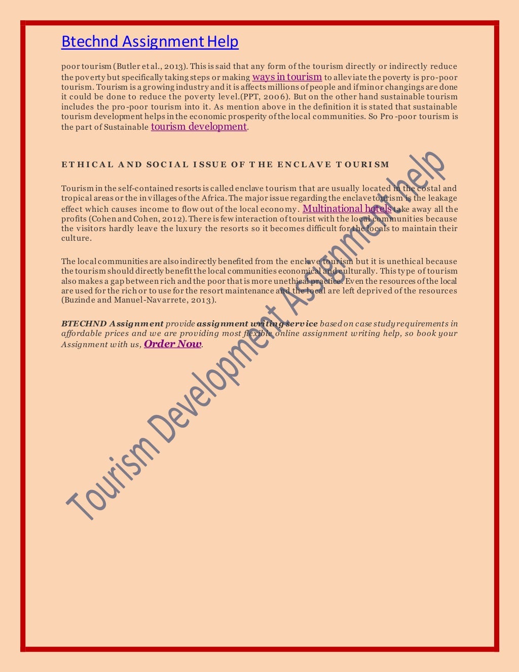 Tourism development assignment help