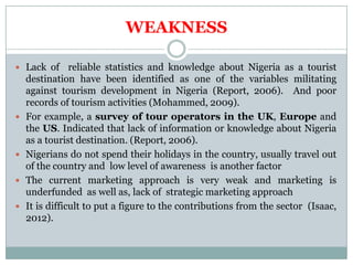 Economic contribution of tourism in Nigeria | PPTX
