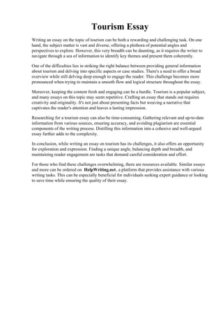 Tourism Essay | PDF