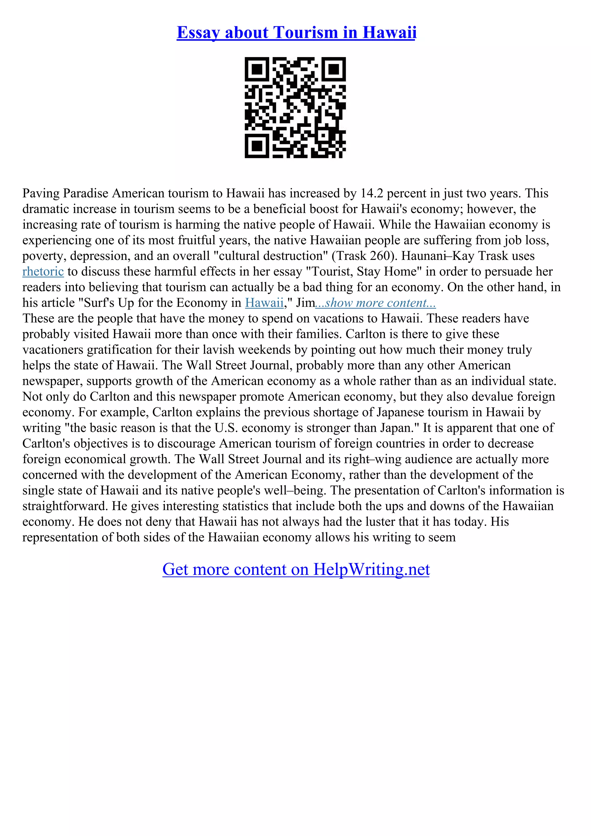 Tourism Essays | PDF
