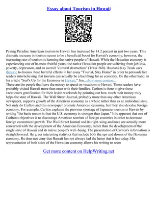 Tourism Essays | PDF