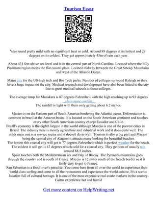 Tourism Essays | PDF