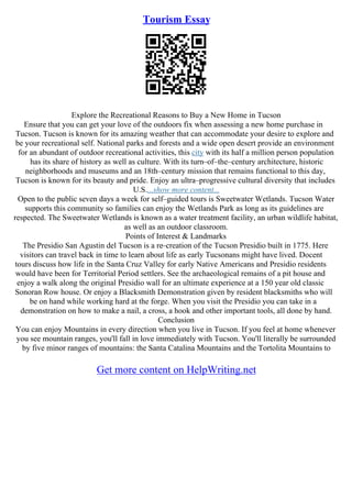 Tourism Essays | PDF