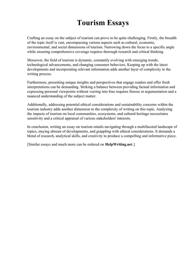 Tourism Essays | PDF