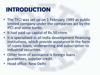 Tourism Finance Corporation of India(TFCI) | PPTX