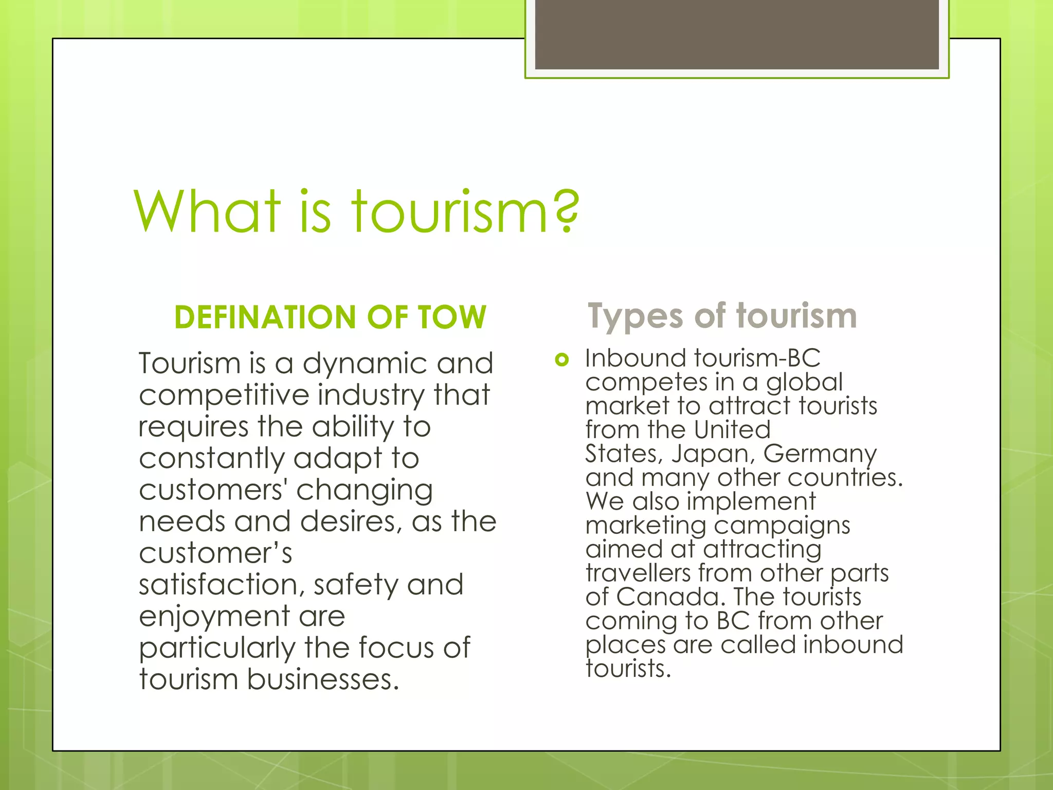 Tourism for grade 10 12 | PPTX