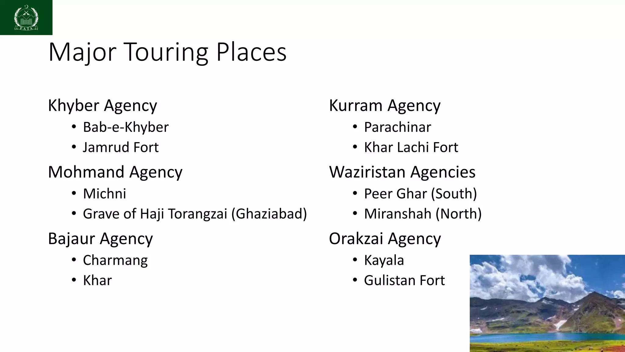 Tourism in FATA; KPK | PPTX