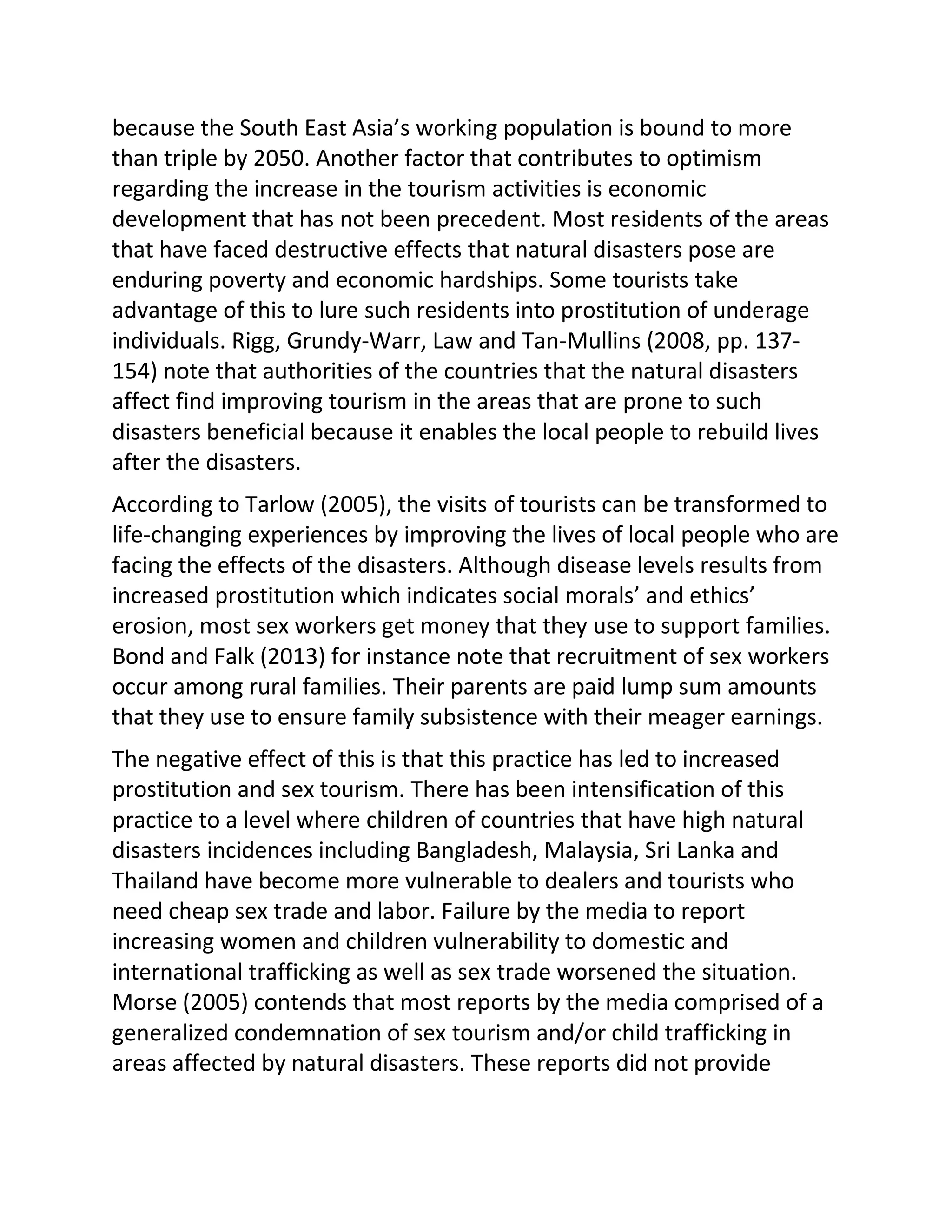 Tourism in natural disaster affected regions sample essay | PDF