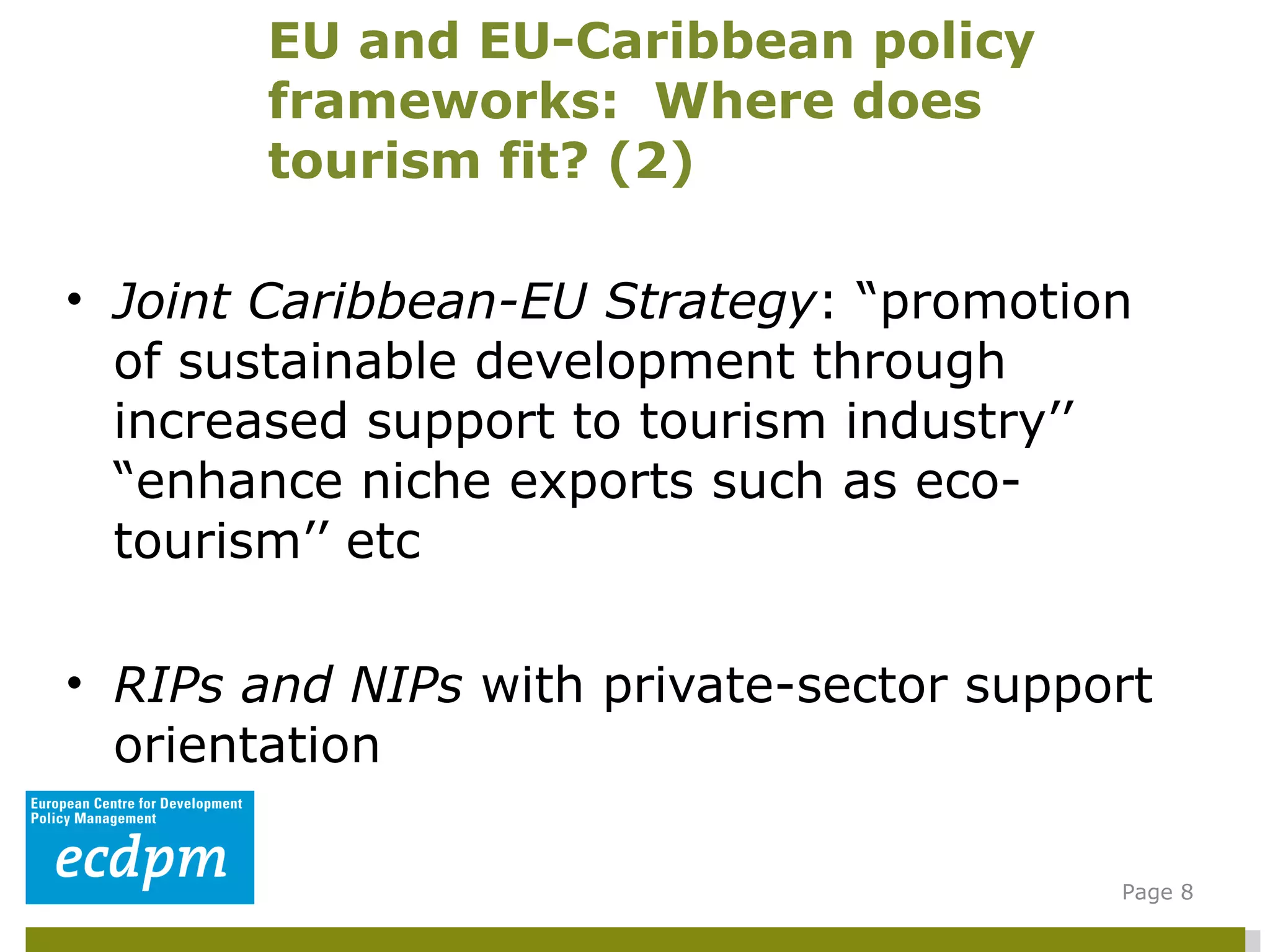 Tourism and Development in Caribbean-EU Relations How to bridge the gap ...